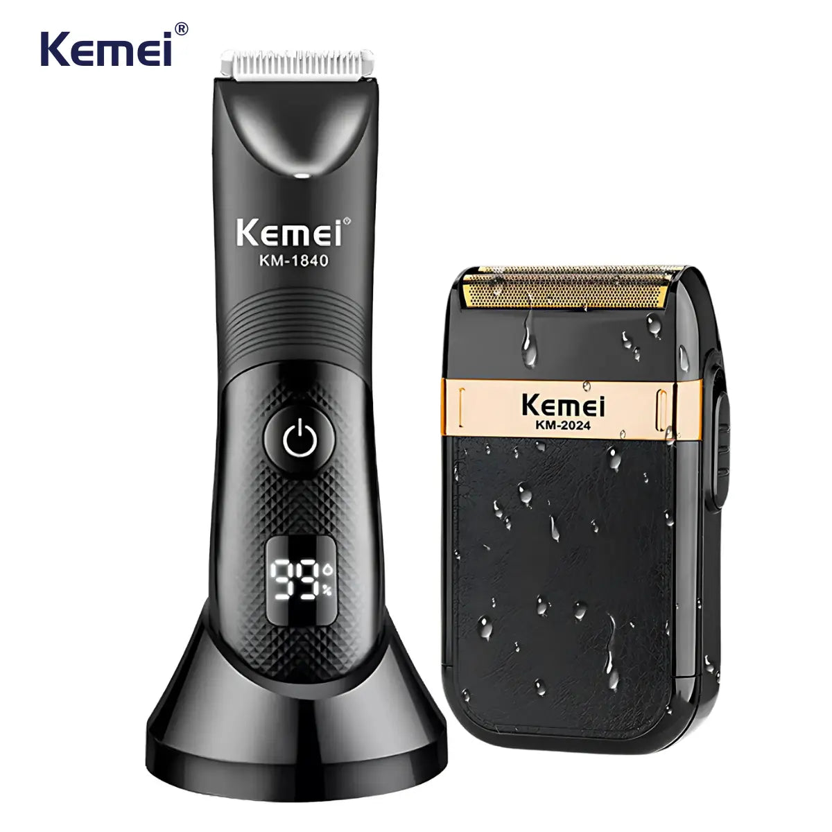 Kit Aparador à Prova D'agua Km-1840 + Shaver Km-2024 | Kemei